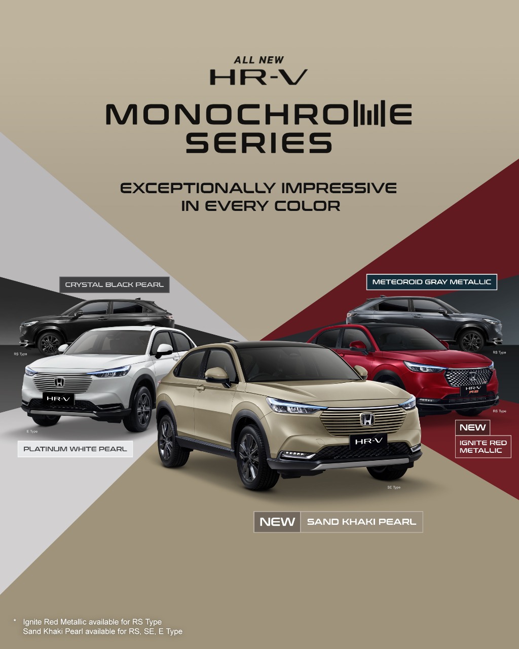 Honda Siapkan Seri Warna Monochrome Sand Khaki Pearl dan Ignite Red ...
